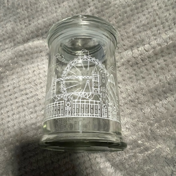 Other | Clear Glass Jar With White London Design | Poshmark